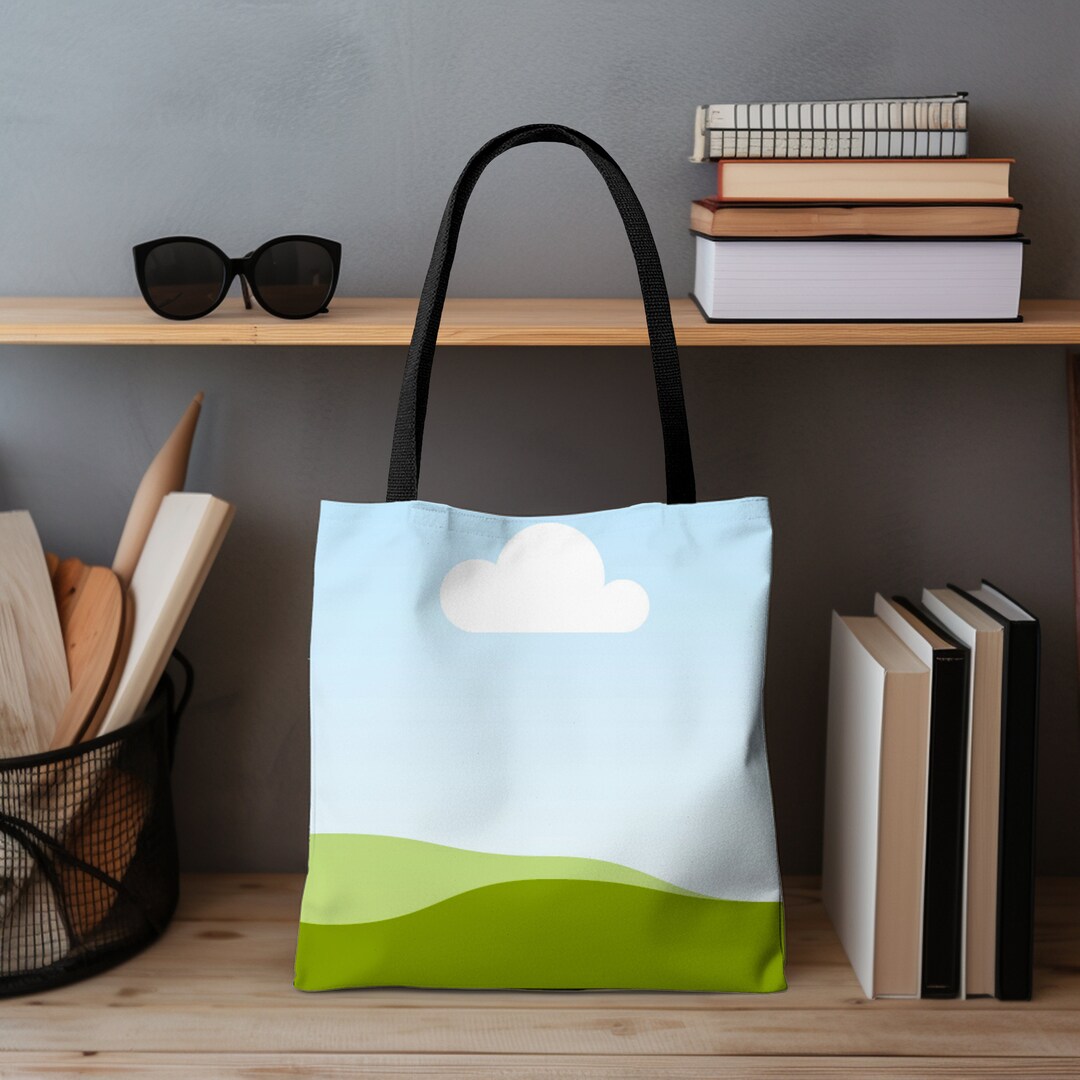 Printify Tote Bag Mockup, Black Handle Medium Tote Mockup, All Over ...