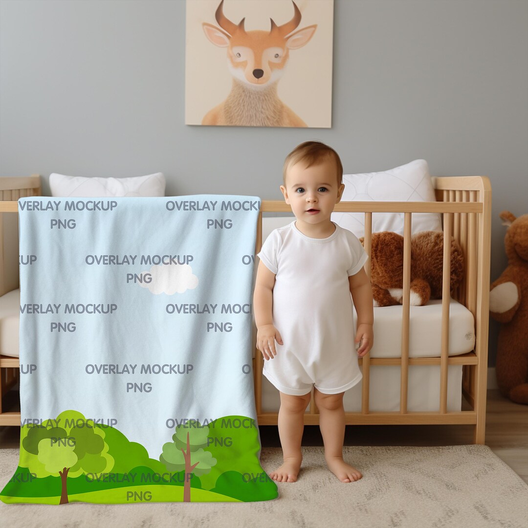 Customizable Baby Blanket Mockup: Canva Mockups & Overlays (PNG) - Etsy