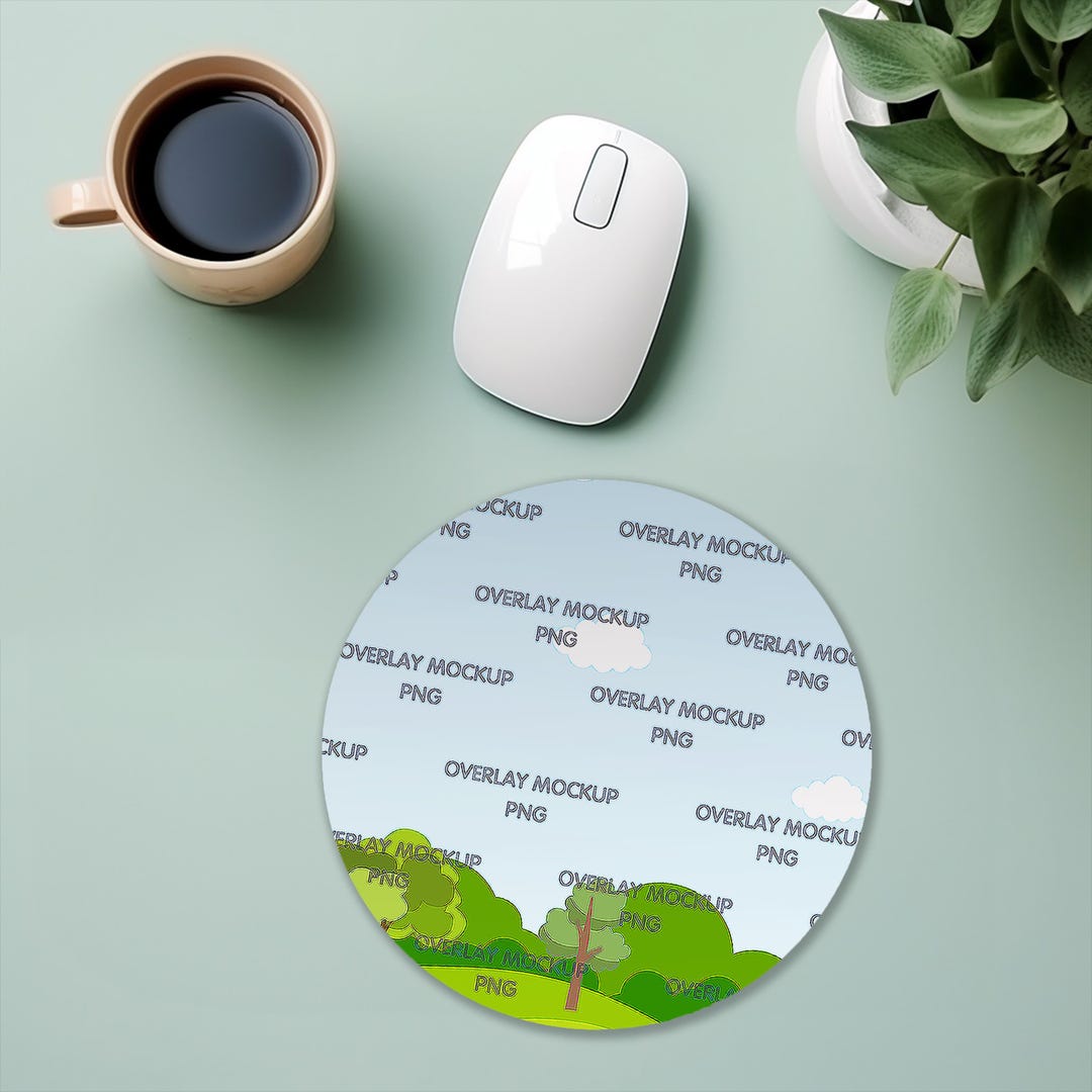 Round Mouse Pad Mockup - Canva & Printify Compatible (PNG Overlay) - Etsy