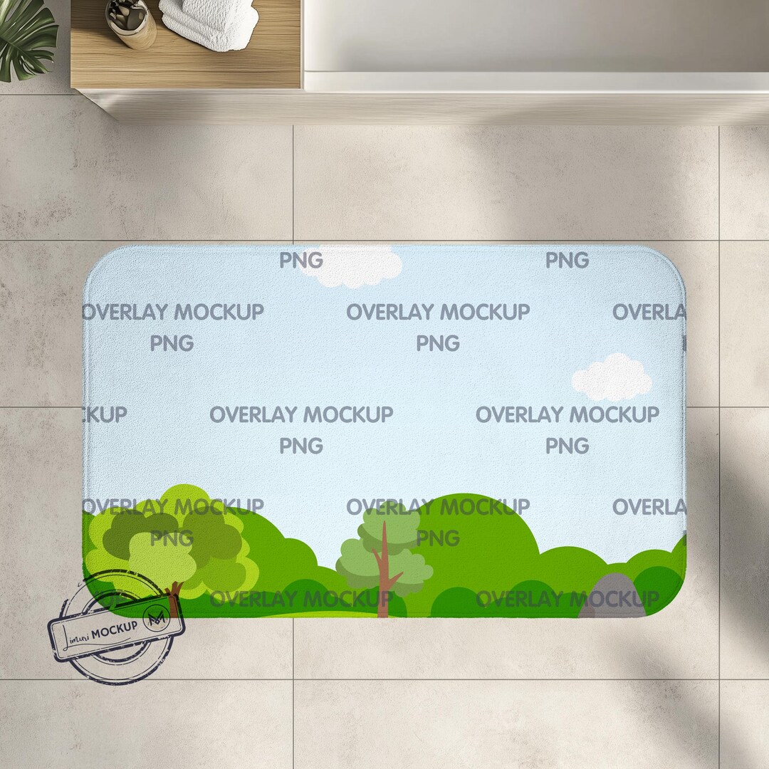 Bath Mat Mockup, Bathroom Rug, Carpet Overlay (PNG File) - Etsy