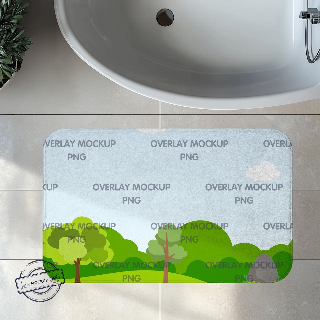 Bath Mat Mockup, Bathroom Rug, Carpet Overlay (PNG) - Etsy