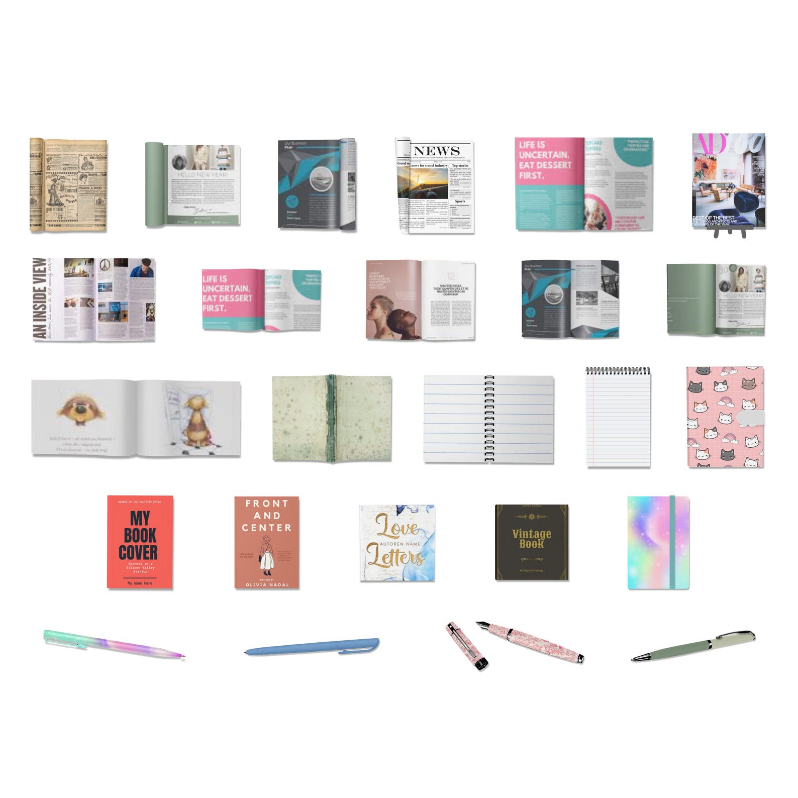 Canva Book Mockup Templates, Magazine & Pen (digital Download) - Etsy