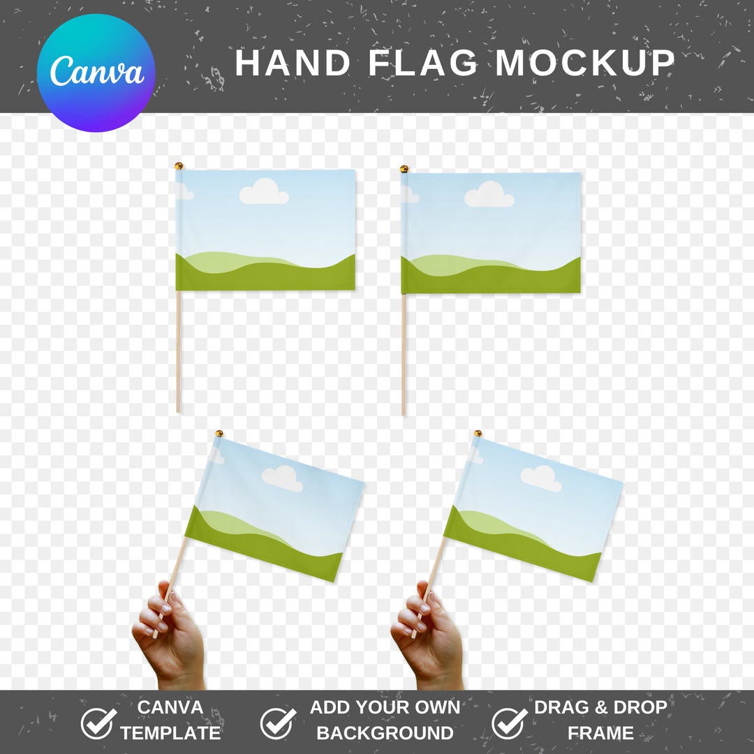 Hand Flag Mockup - Sublimation Car Flag Mockup – Pod Template - Add ...