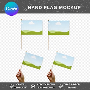 Hand Flag Mockup - Sublimation Car Flag Mockup – Pod Template - Add ...