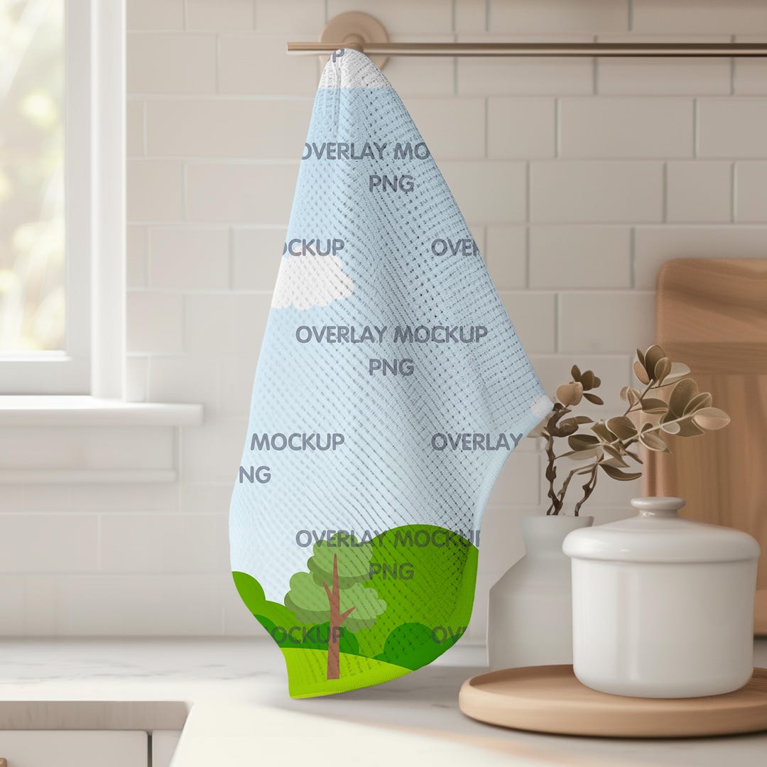 Kitchen Towel Mockup, Tea Towel Mockup, Waffle Towel Mockup, Modern ...
