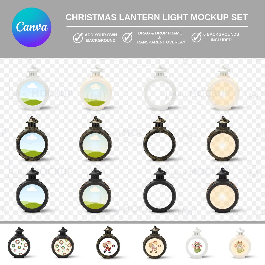 Cozy Christmas Lantern Mockup Set - Easy Canva Drag & Drop Frames ...