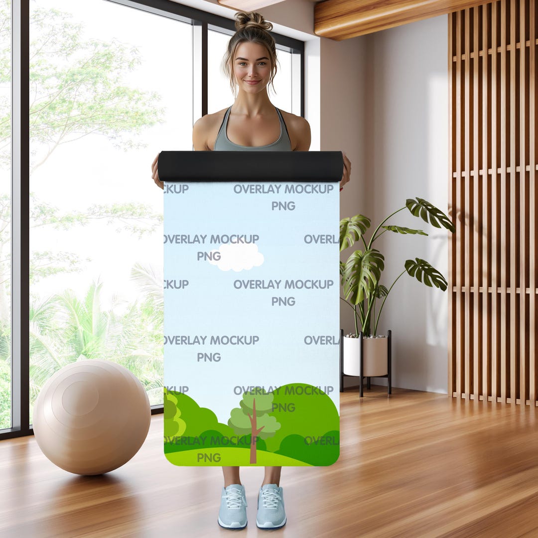 Yoga Mat Mockup, Rubber Yoga Mat Mocks, Foam Yoga Mat Rug Mockup, Yoga ...