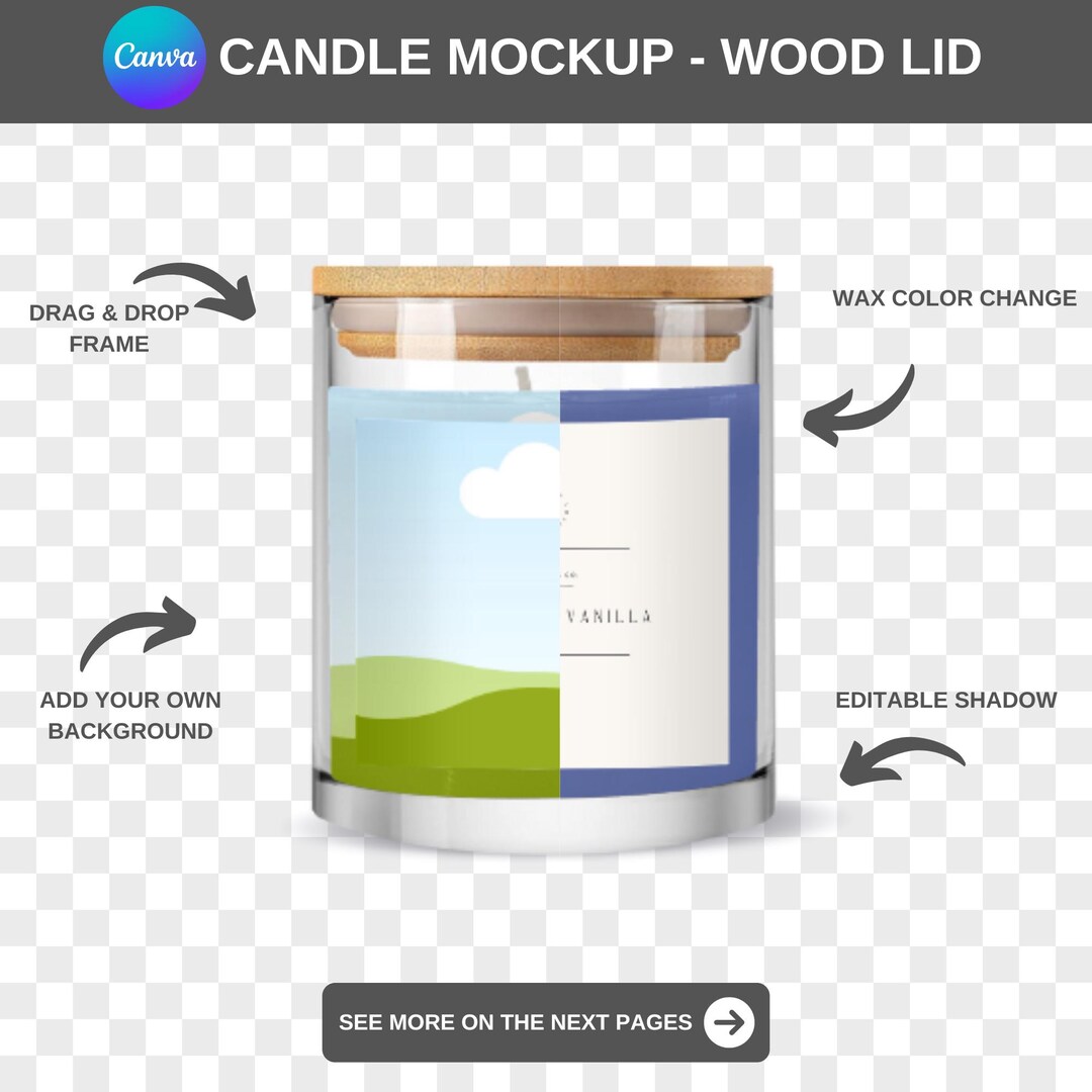 DIY Sublimation Candle Mockup Glass With Wood Lid, Color-change Wax ...