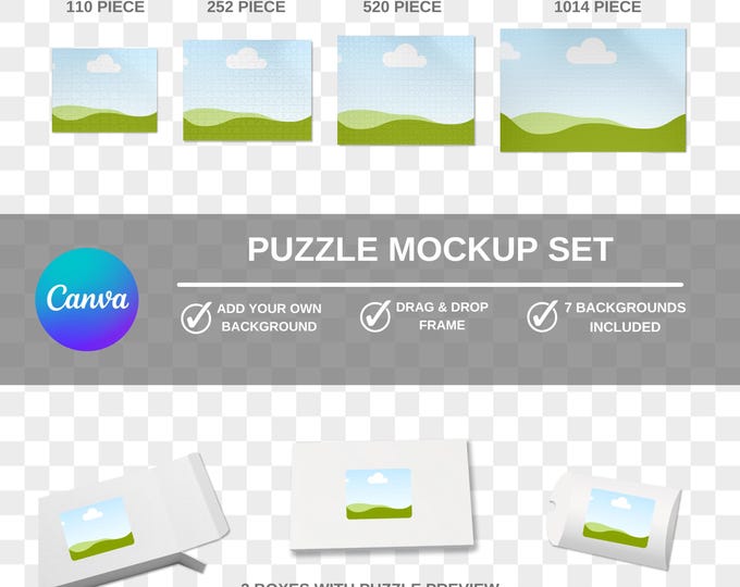 Jigsaw Puzzle Mockup for Canva, Canva Frame Mockup, Canva Jigsaw Puzzle ...