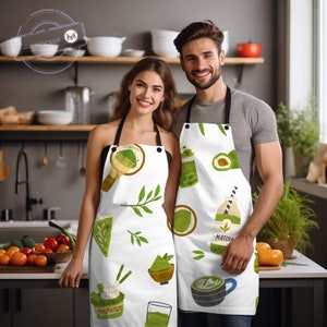 AOP Couple Apron Mockup With Transparent Overlay - Perfect for Canva ...