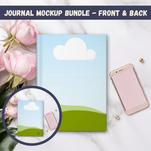 Hardcover Notebook Mockup Bundle FRONT & BACK, 2x Overlay PNG, Blank ...