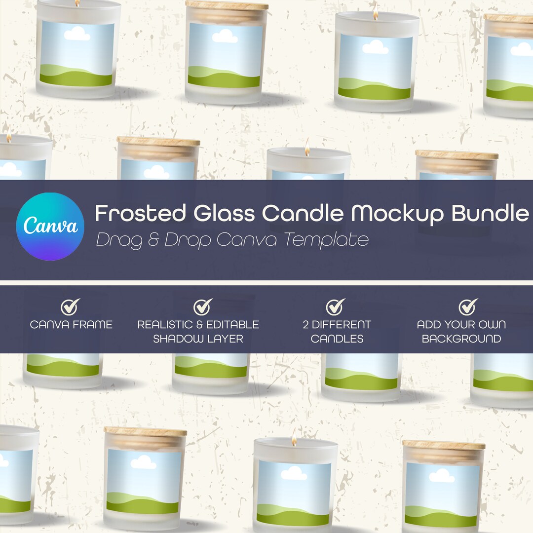 Frosted Glass Candle Mockup Bundle, Canva Template - Etsy
