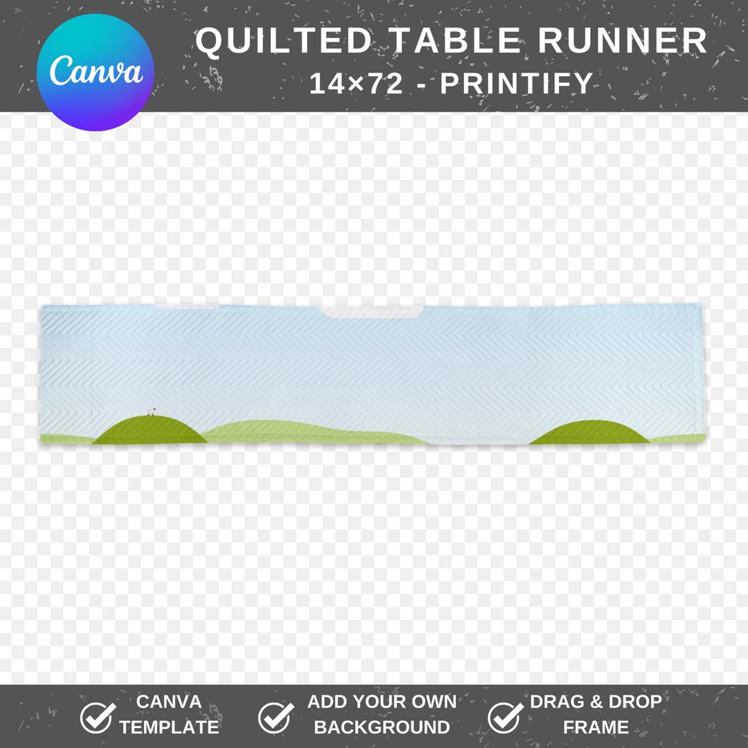 Quilted Table Runner Canva Template | Printify Drag & Drop Design (PDF ...