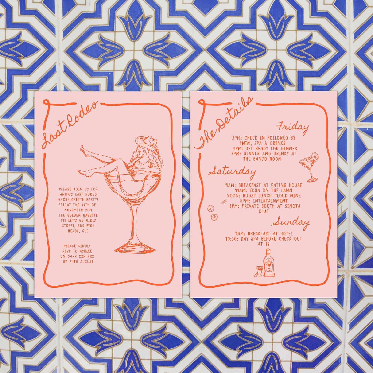 Scribble Illustrated Last Rodeo Bachelorette Party Invitation Weekend ...