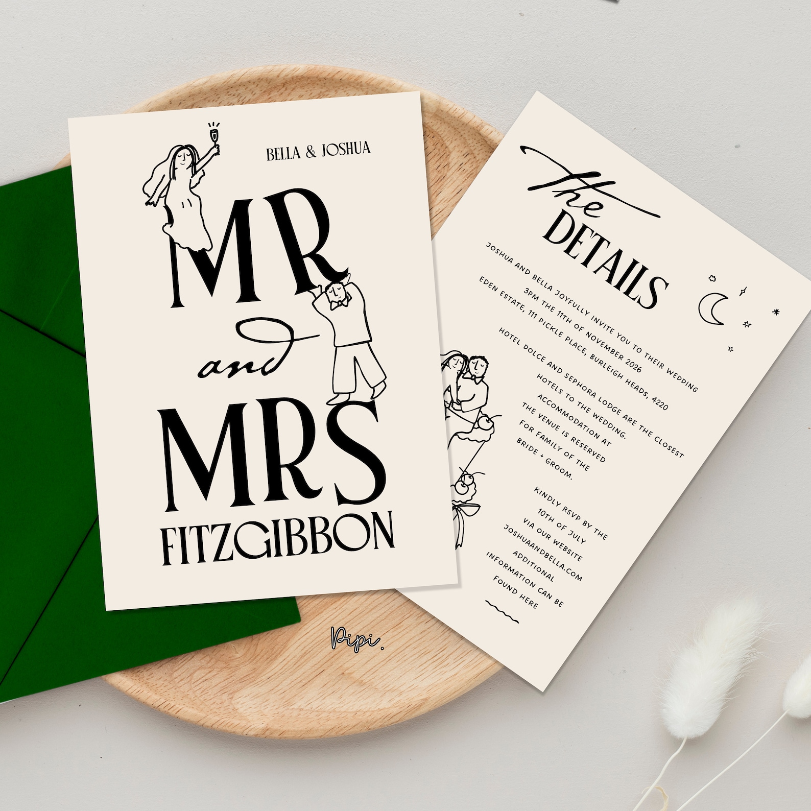 Hand Drawn Wedding Invitation Template Printable Handwritten Invite ...