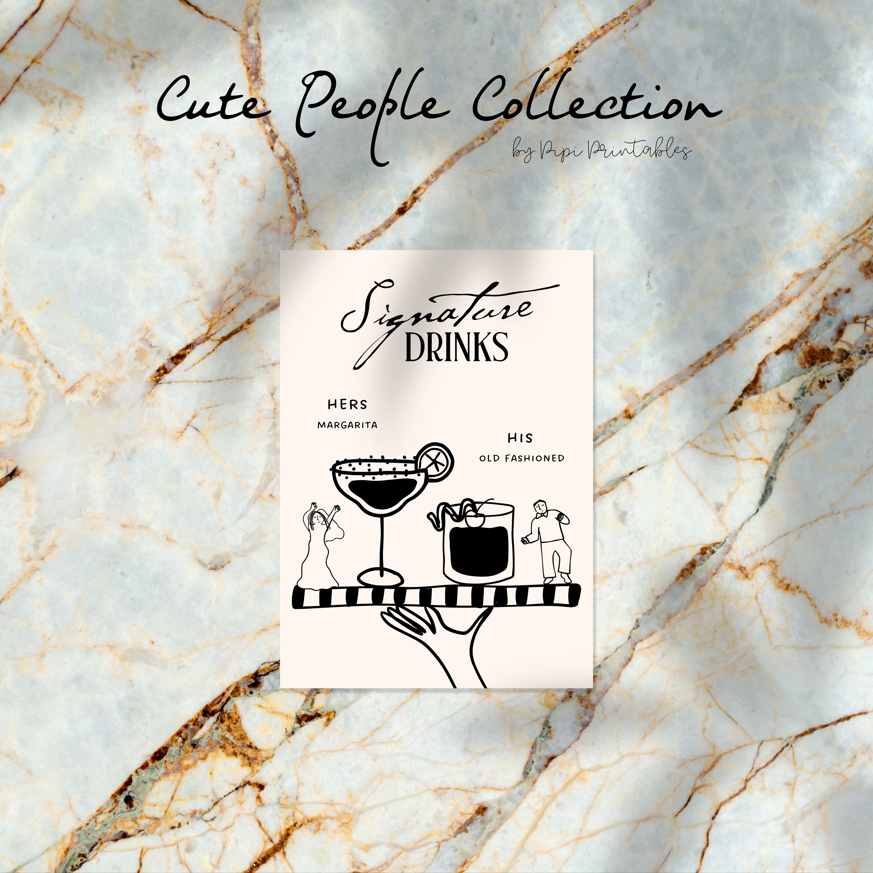 Signature Drinks Sign Template Cute People Hand Drawn Scribble ...