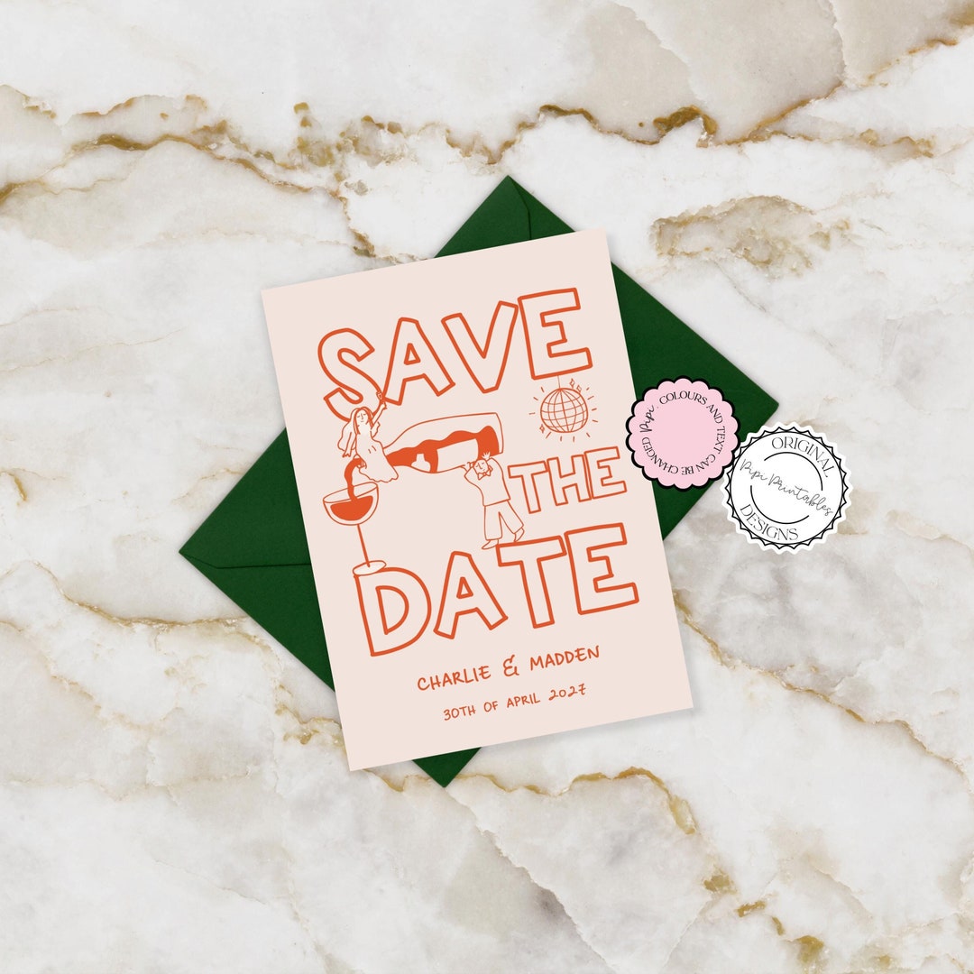 Save the Date Invitation Template Hand Drawn Scribble Illustrations ...