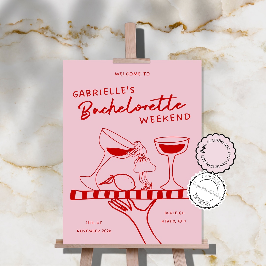 Illustrated Bachelorette Party Welcome Sign Template Hand Drawn ...