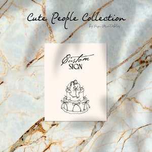 Custom Wedding Sign Template Hand Drawn Cute People Scribble ...