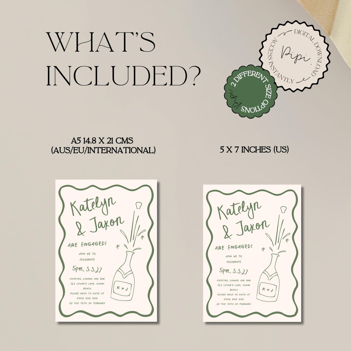 Hand Drawn Engagement Party Invitation Template Scribble Illustration ...