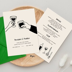 Hand Drawn Wedding Invitation Template Old Money Aesthetic Scribble ...