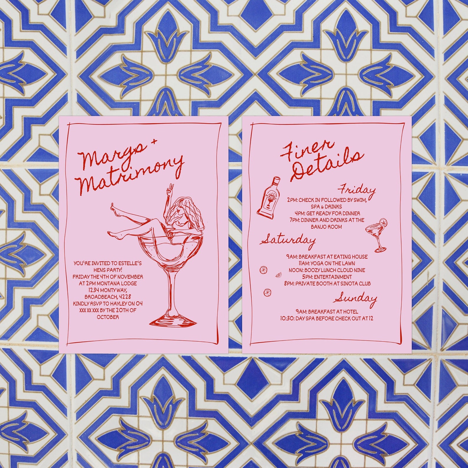Margs and Matrimony Illustrated Bachelorette Party Weekend - Etsy Australia