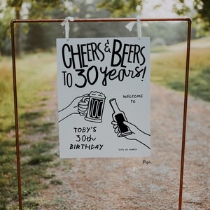 30th Birthday Party Welcome Sign Template Hand Drawn Scribble ...
