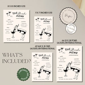 Handwritten Bar + Drinks Menu Template Scribble Illustrations Cute ...
