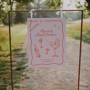 Scribble Illustrated Last Rodeo Bachelorette Welcome Sign Hand Drawn ...