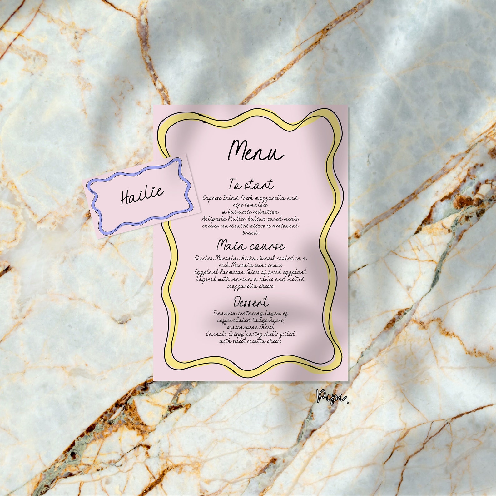 Handwritten Menu and Place Card Template Hand Drawn Scribble - Etsy