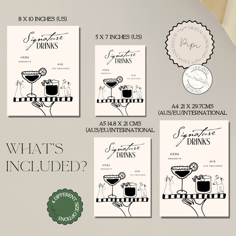Signature Drinks Sign Template Cute People Hand Drawn Scribble ...
