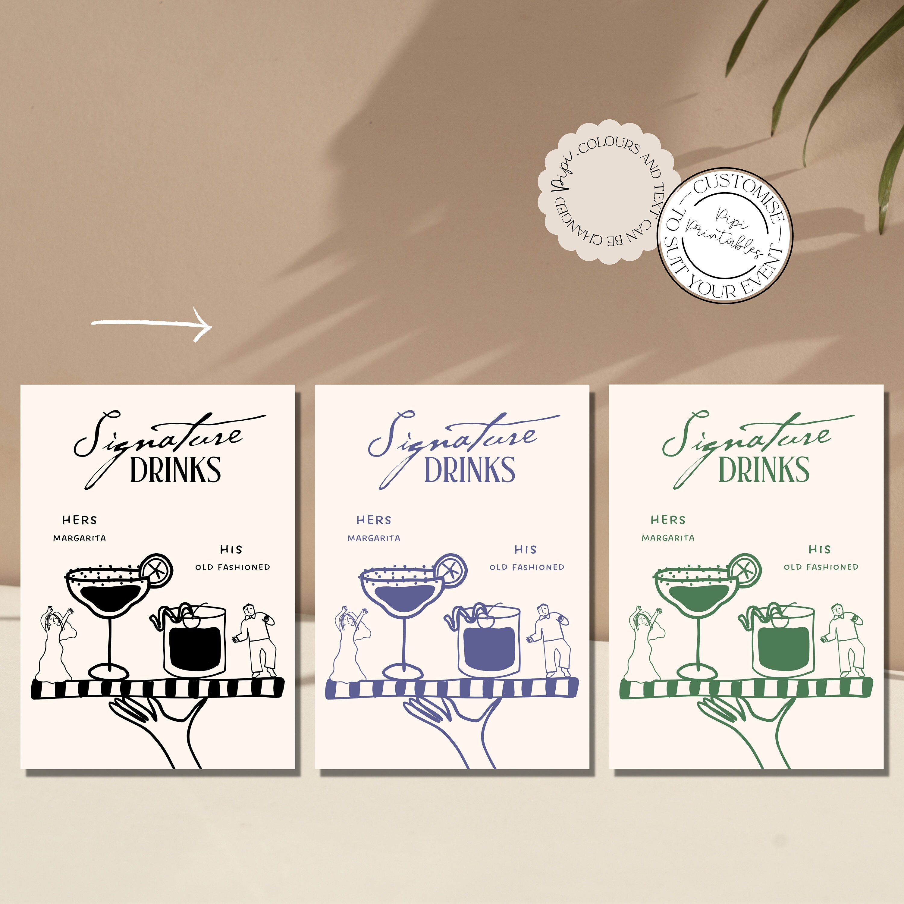 Signature Drinks Sign Template Cute People Hand Drawn Scribble ...