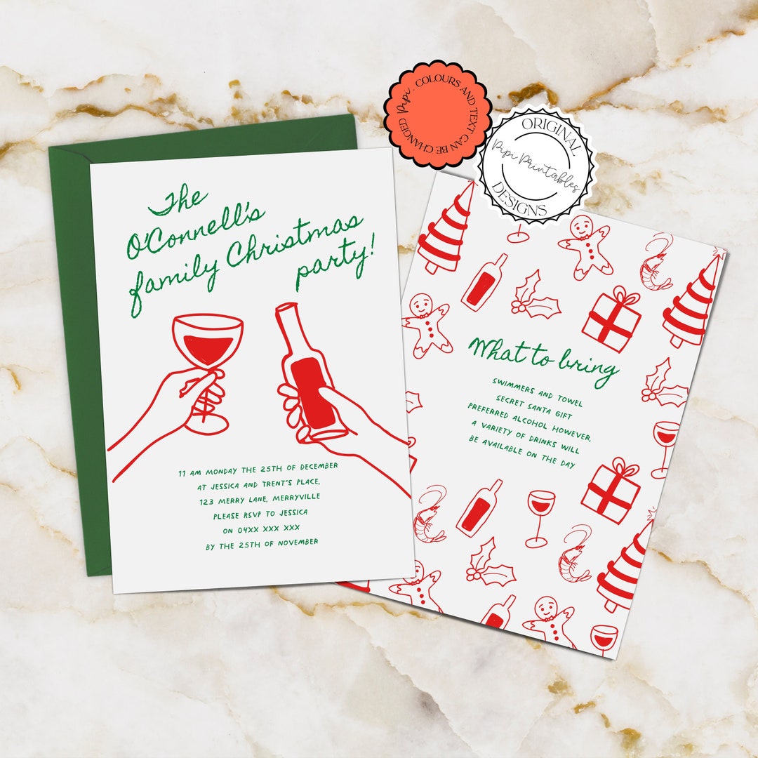 Illustrated Christmas Party Invitation Template Illustrations Christmas ...