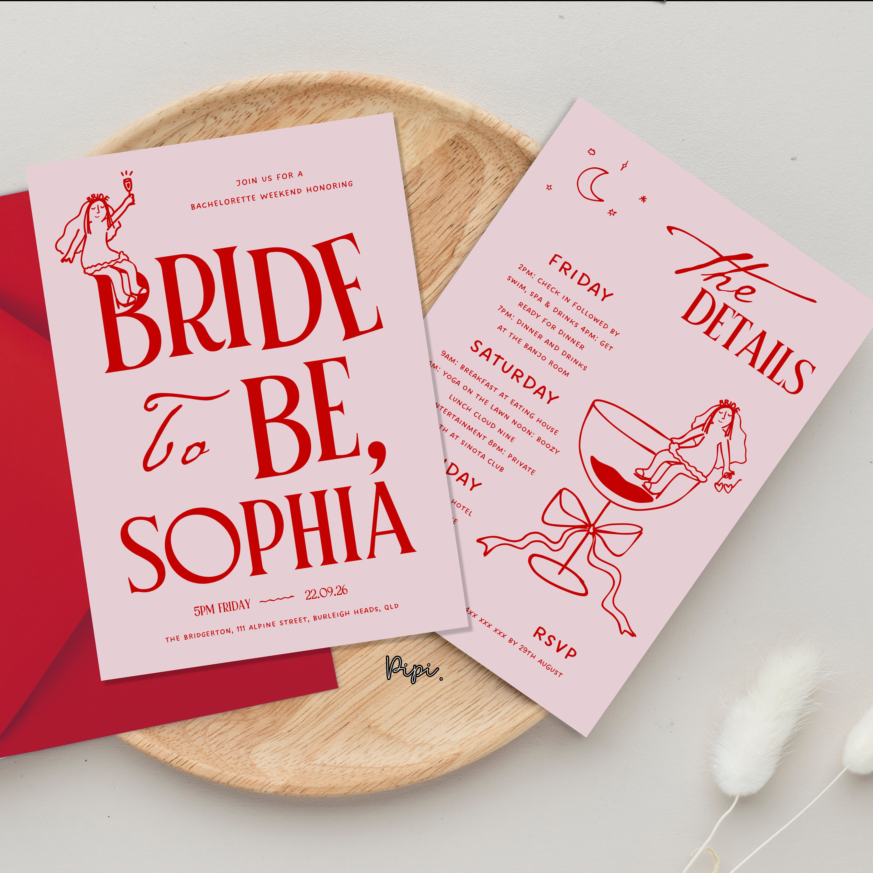 Bachelorette Party Invitation Template Hand Drawn Scribble ...
