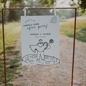 Hand Drawn Elopement Welcome Sign Template Fun Cute People Scribble ...
