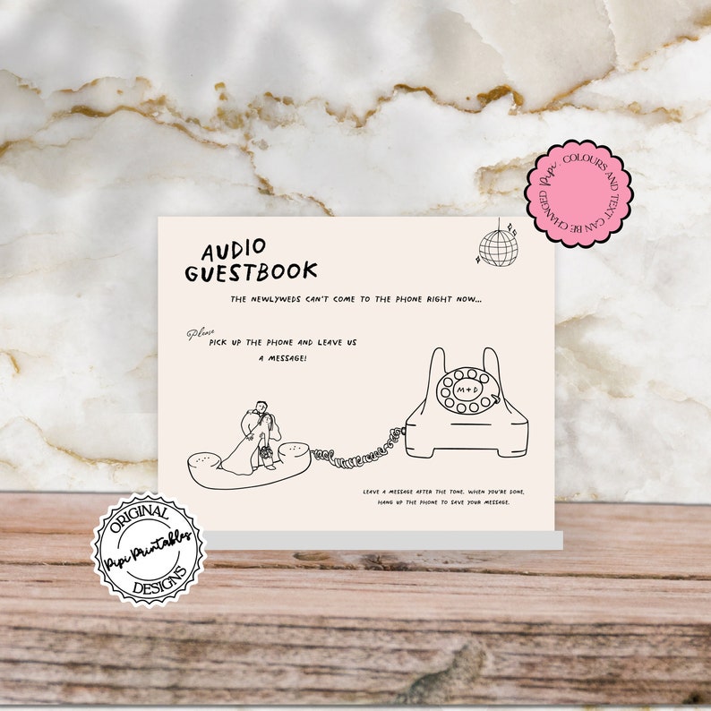 Audio Guest Book Sign Template Hand Drawn Scribble Illustrations Cute ...