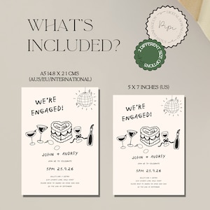 Hand Drawn Engagement Party Invitation Template Scribble Illustration ...
