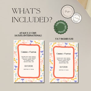 Funky Hand Drawn Wedding Invitation Printable Template Colorful ...