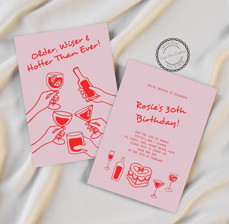 Illustrated 30th Birthday Invitation Template Older Wiser And Etsy