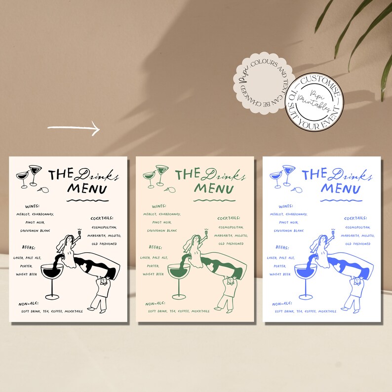 Hand Drawn Bar + Drinks Menu Template Scribble Illustrations Cute ...