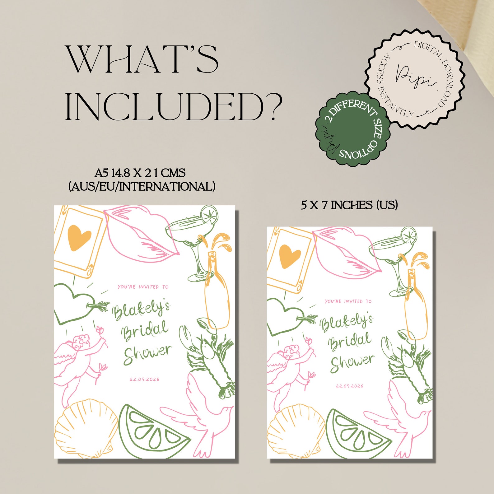 Illustrated Bridal Shower Invitation Template Hand Drawn Scribble ...