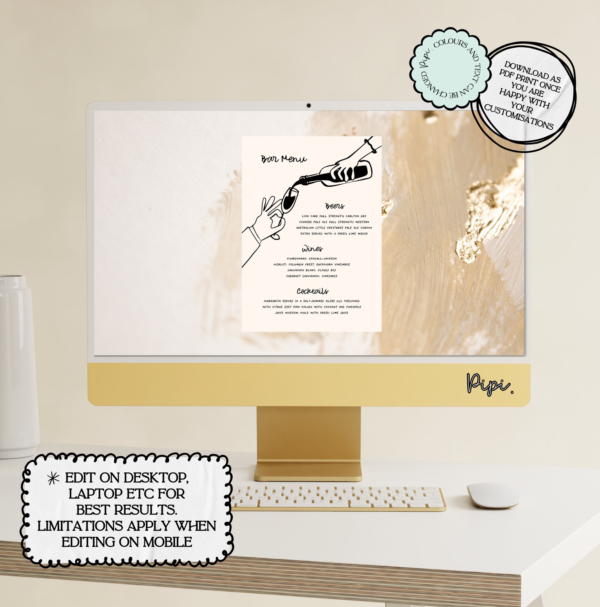 Hand Drawn Bar Drinks Menu Template Fun Scribble Illustrations ...