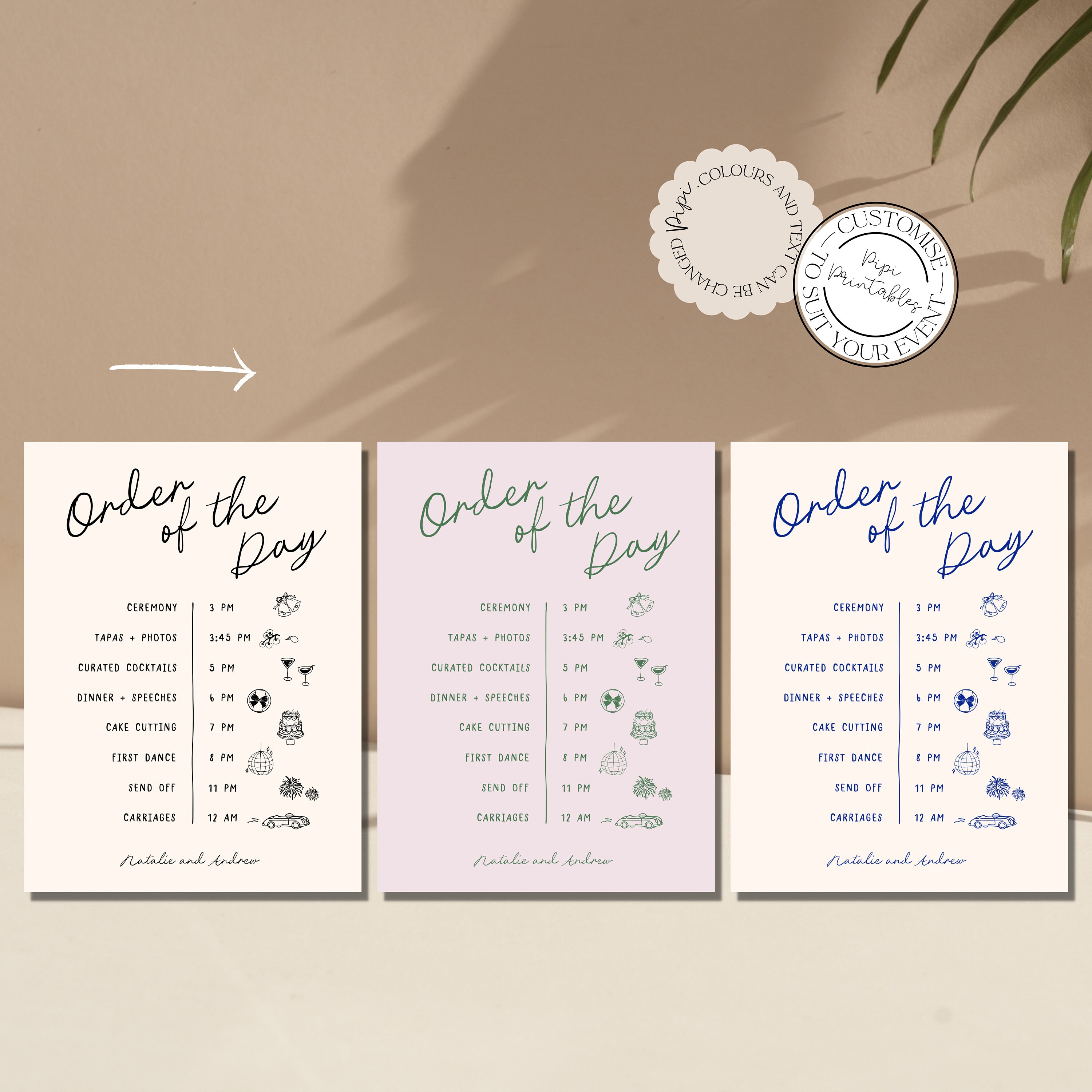 Order of Events Sign Template Hand Drawn Scribble - Etsy