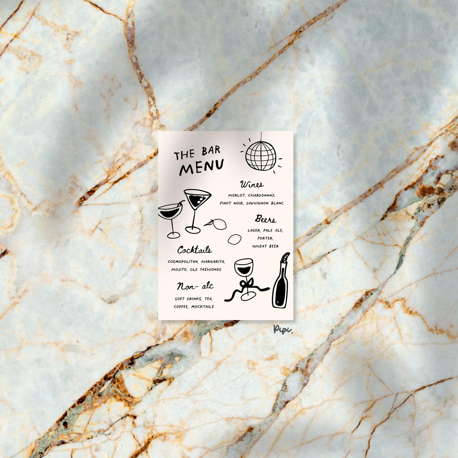 Handwritten Bar Menu Sign Template Hand Drawn Scribble Illustrations ...