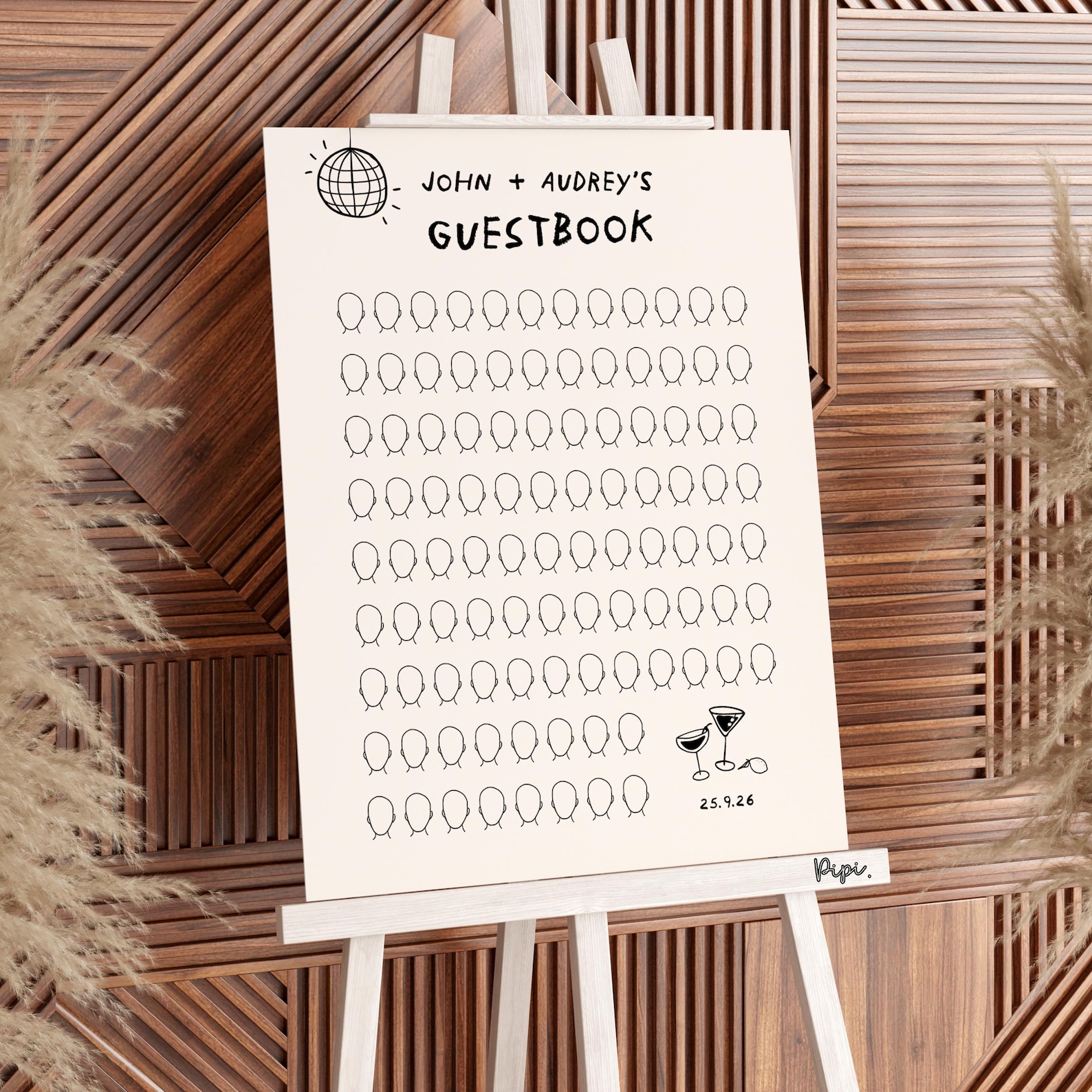 Drawing Guestbook Sign Template Printable Hand Drawn Doodle ...
