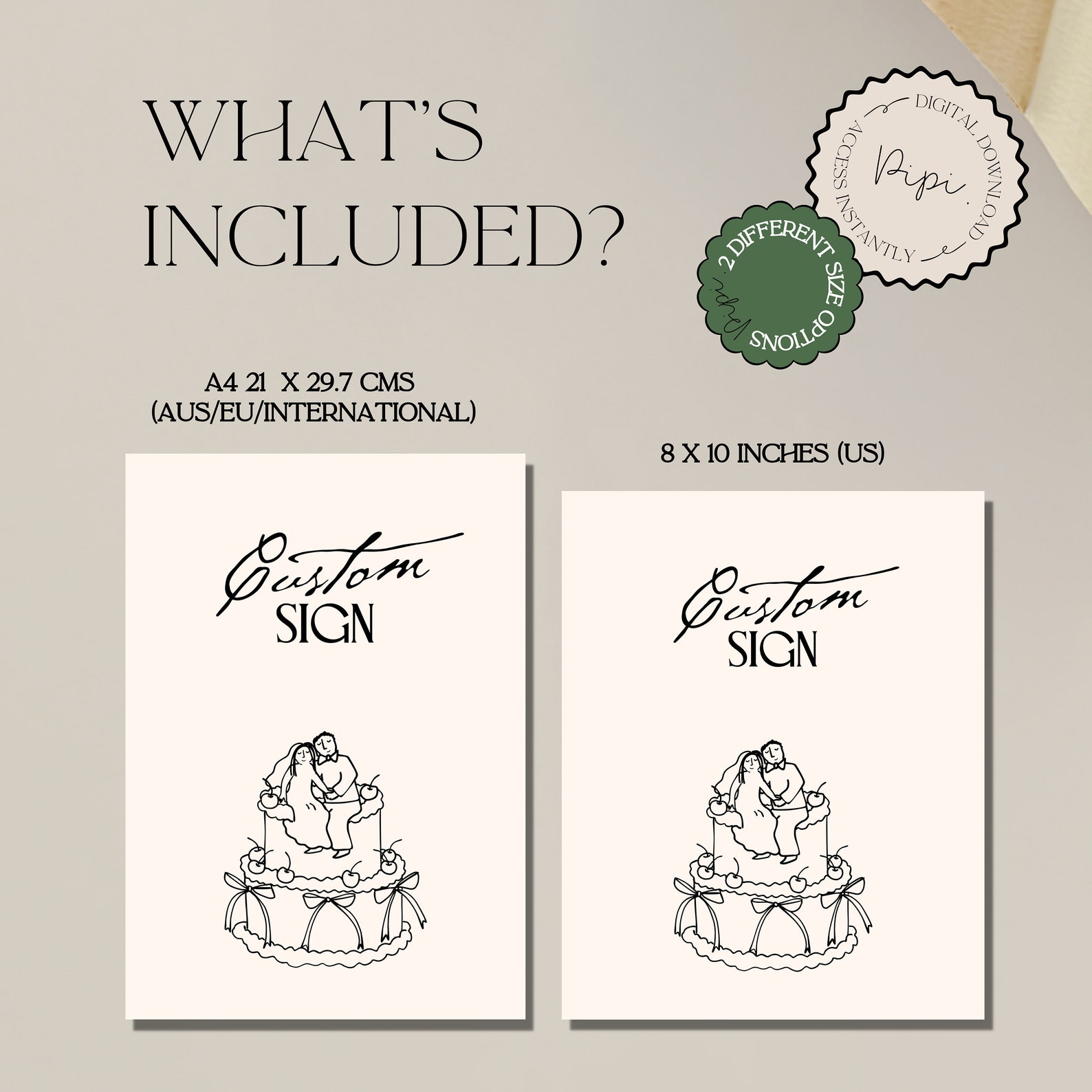 Custom Wedding Sign Template Hand Drawn Cute People Scribble ...