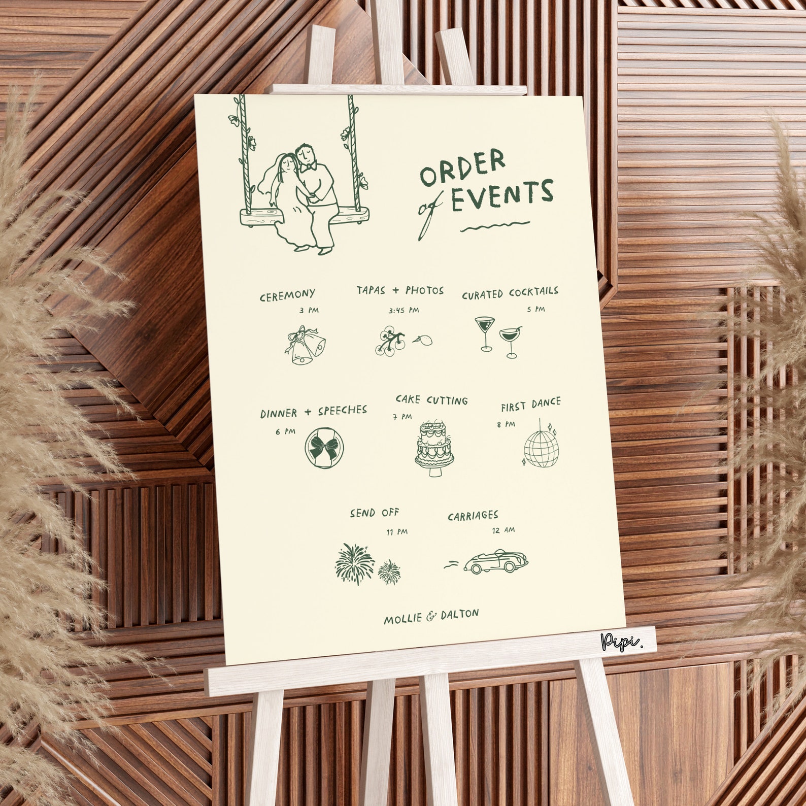 Illustrated Order of Events Wedding Sign Template Wedding Day Timeline ...