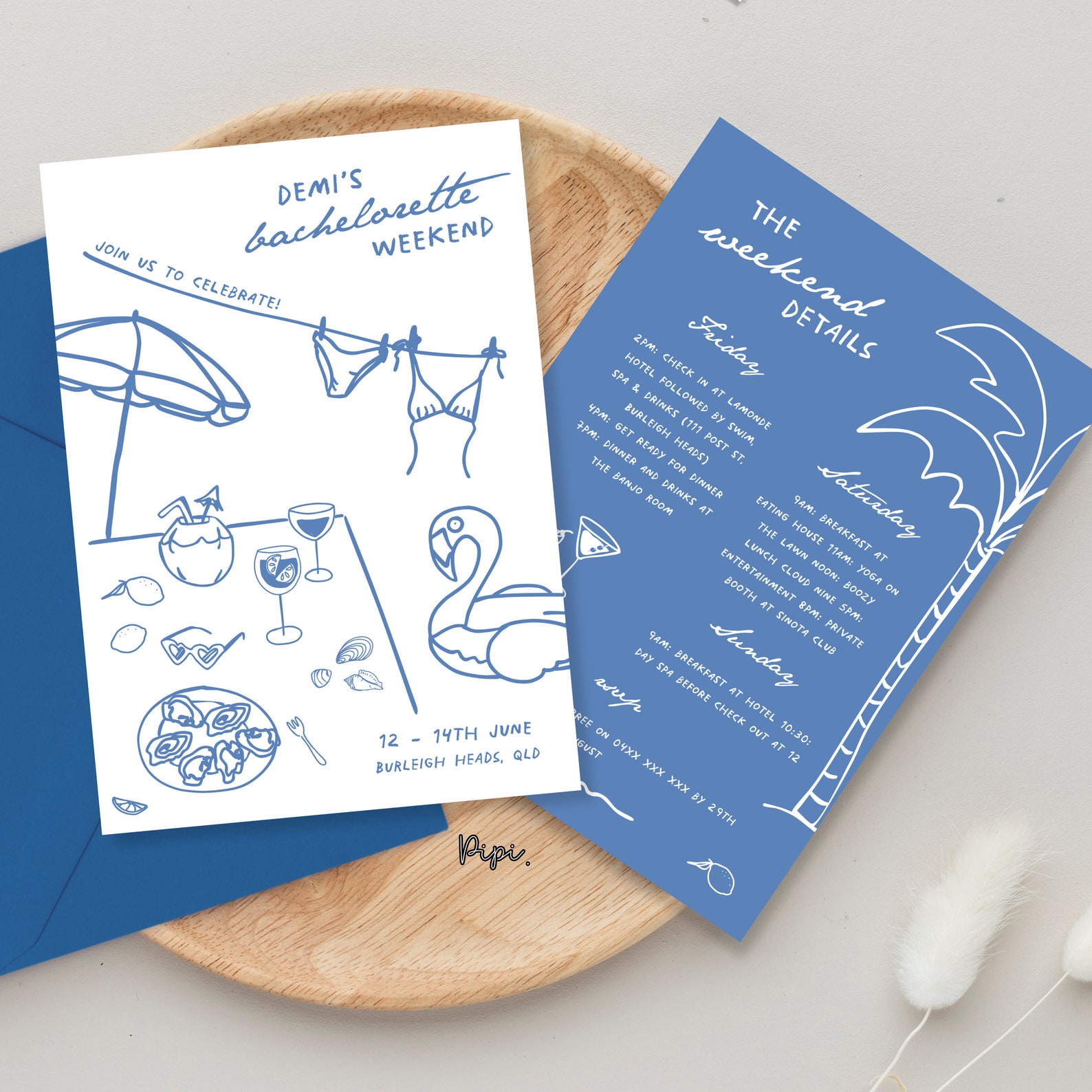 Illustrated Bachelorette Party Invitation Template Handwritten Hens ...