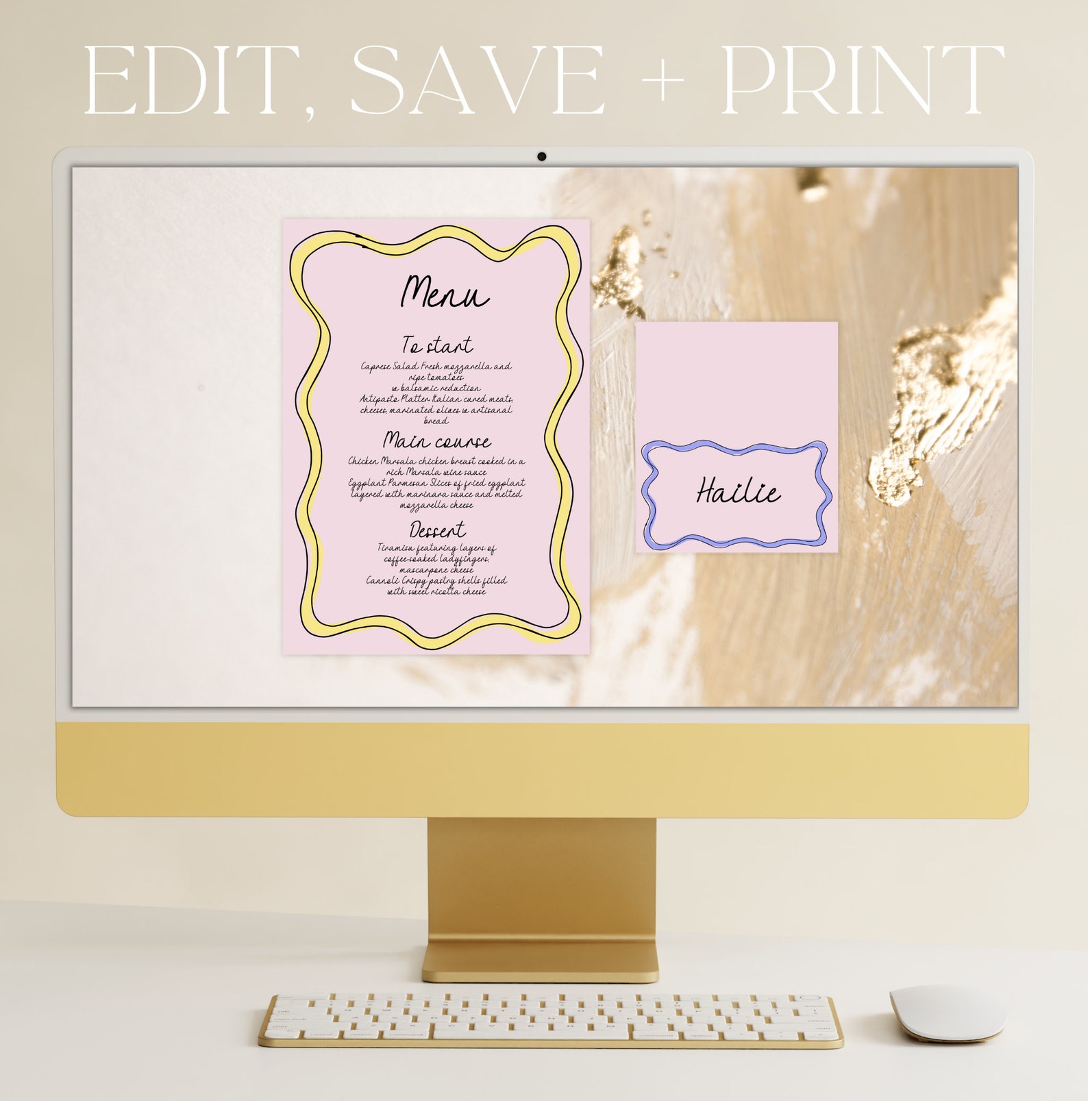 Handwritten Menu and Place Card Template Hand Drawn Scribble - Etsy