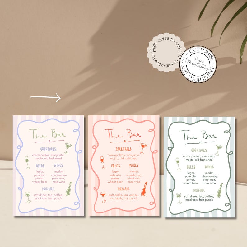 Colorful Drinks Menu Template Watercolor Hand Drawn Bar Menu Sign ...